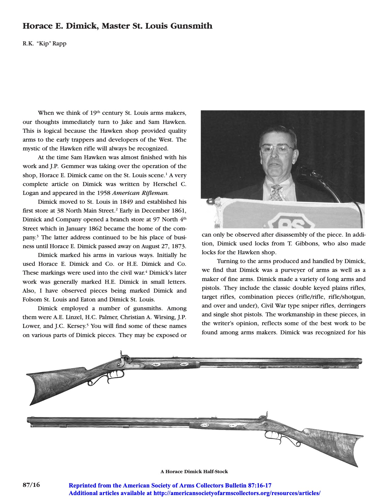 Horace E. Dimick, Master St. Louis Gunsmith – American Society of Arms ...