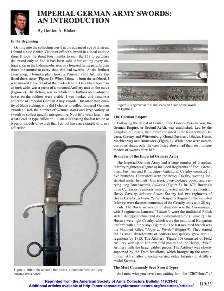 Imperial German Army Swords – American Society of Arms Collectors