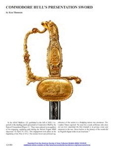 Commodore Hull’s presentation sword – American Society of Arms Collectors